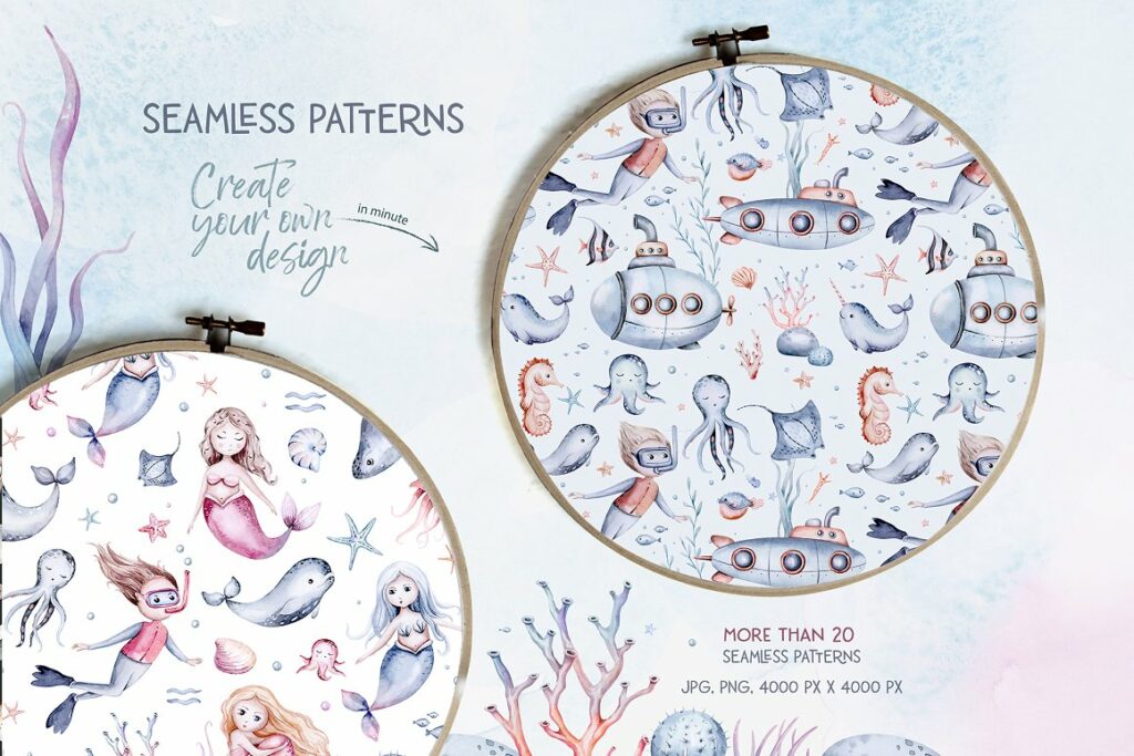 Under The Sea Watercolor Set Part II – MasterBundles