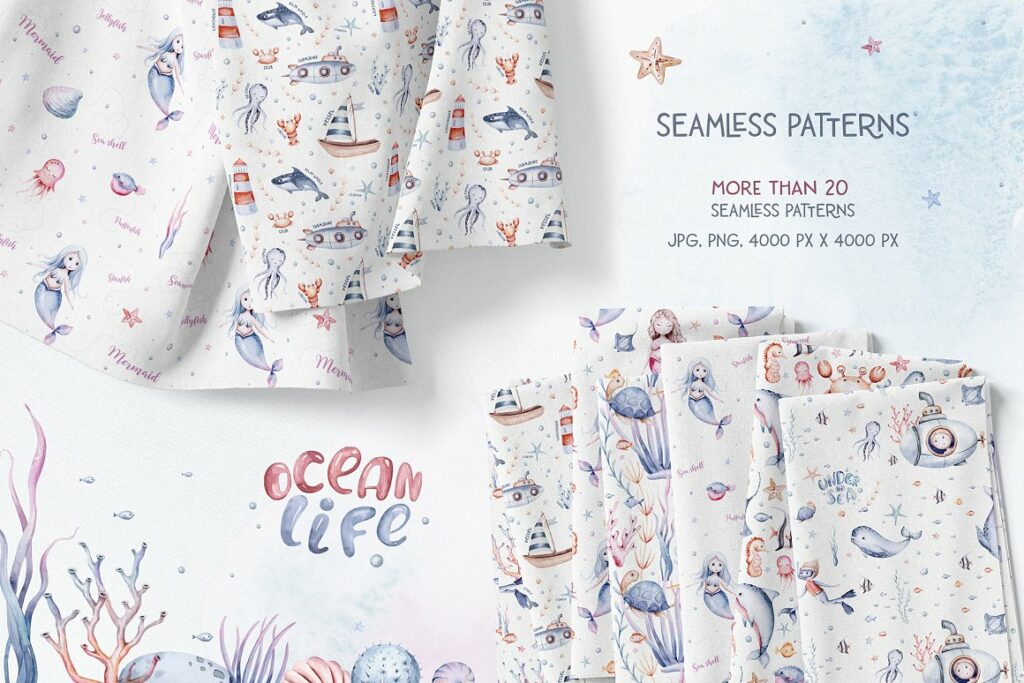 Under The Sea Watercolor Set Part II – MasterBundles
