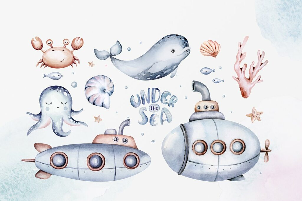 Under The Sea Watercolor Set Part II – MasterBundles