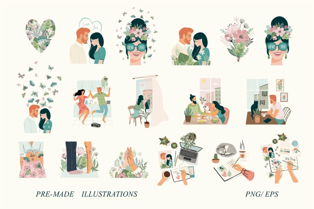 Love Story. Vector Collection. – MasterBundles