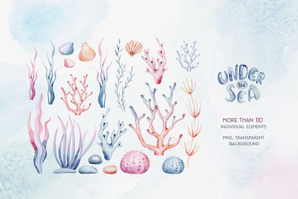Under The Sea Watercolor Set Part II – MasterBundles