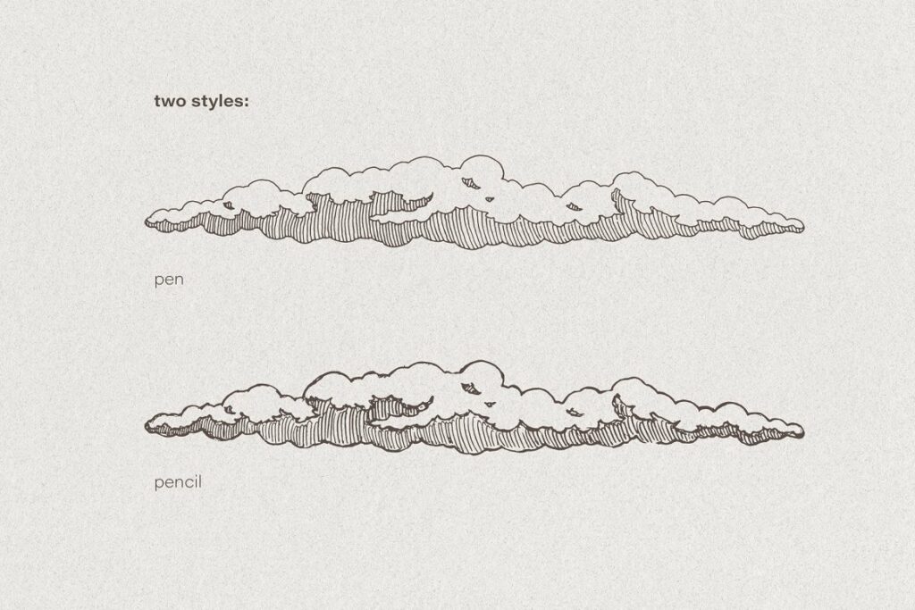 Collection Of Clouds Drawings – MasterBundles