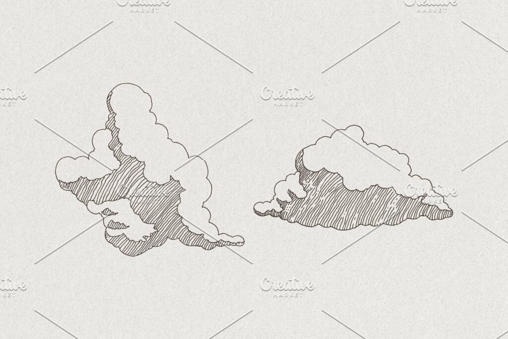 Collection Of Clouds Drawings – MasterBundles