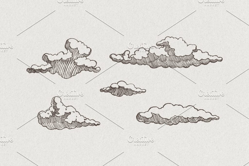 Collection Of Clouds Drawings – MasterBundles