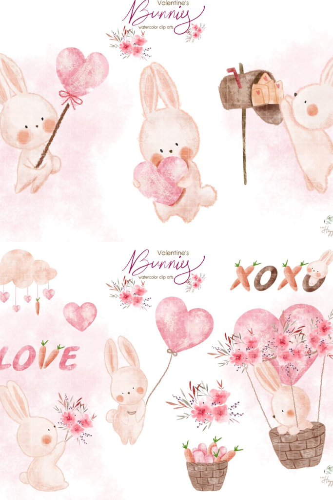 Cute Bunnies Valentine's Day Clipart – MasterBundles