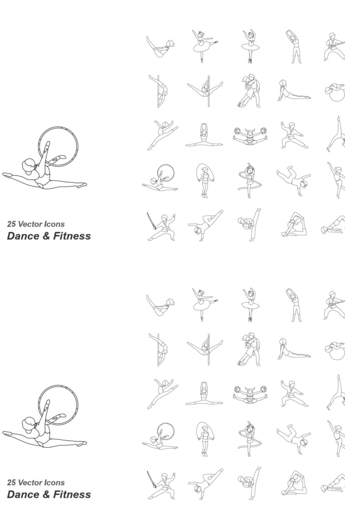 Dance & Fitness Outlines Vector Icon – MasterBundles