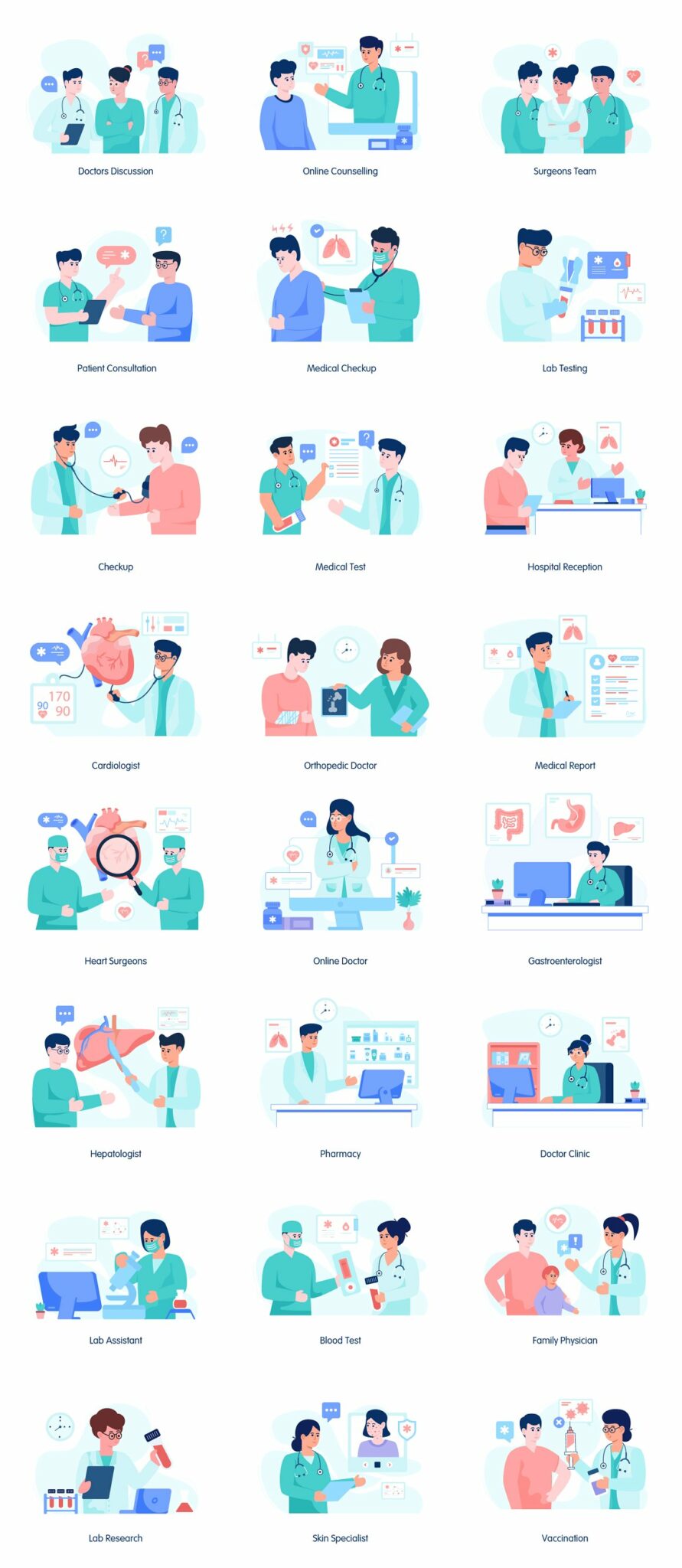 50 Doctor Illustration Set – MasterBundles