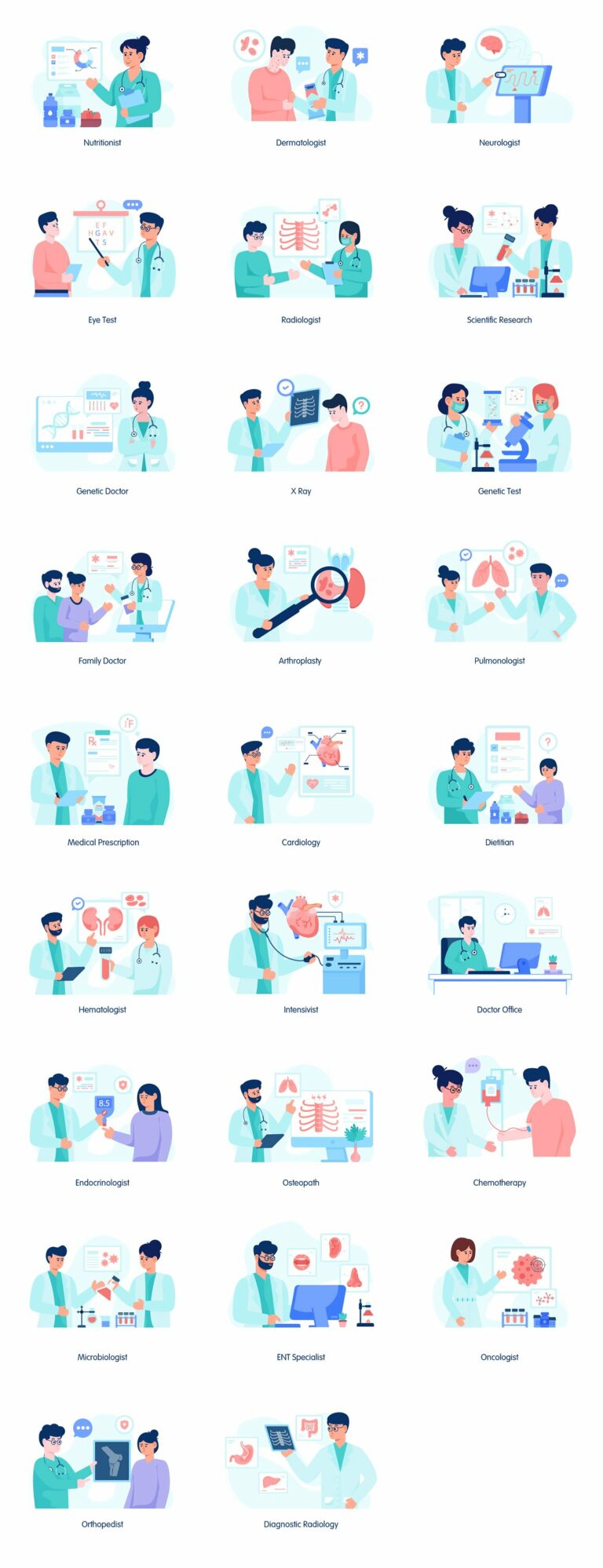 50 Doctor Illustration Set – MasterBundles
