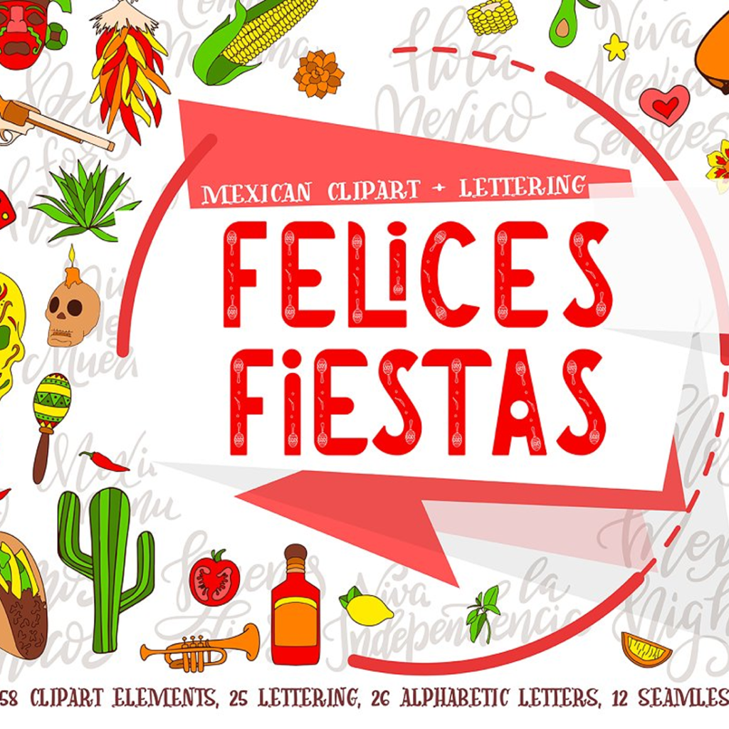 Felices Fiestas Clipart+Lettering – MasterBundles