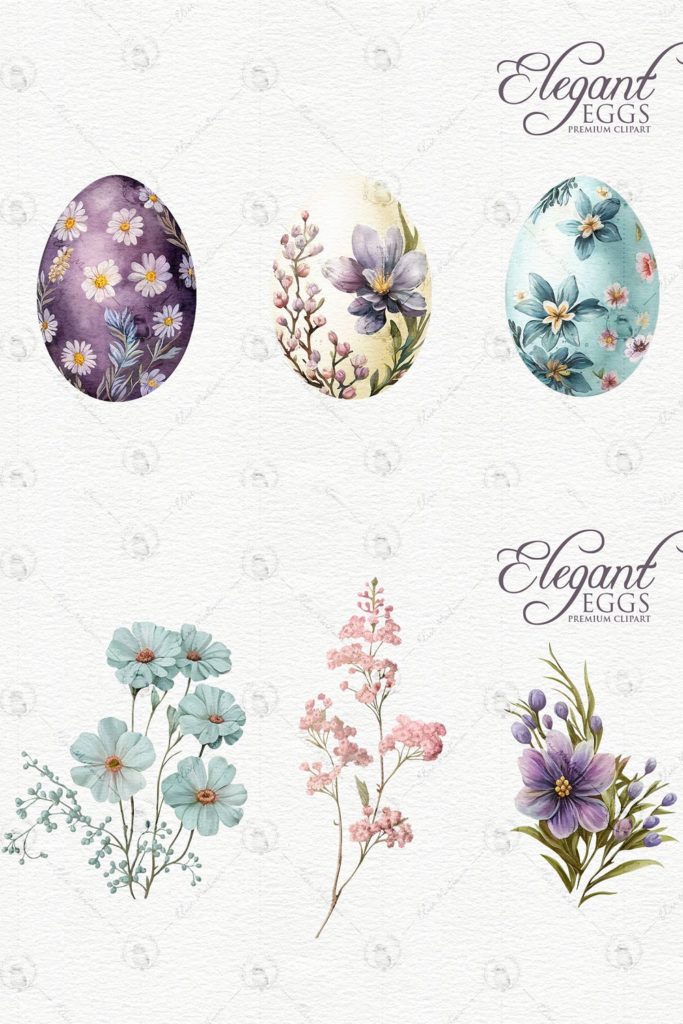 Floral Easter Eggs Clipart – MasterBundles