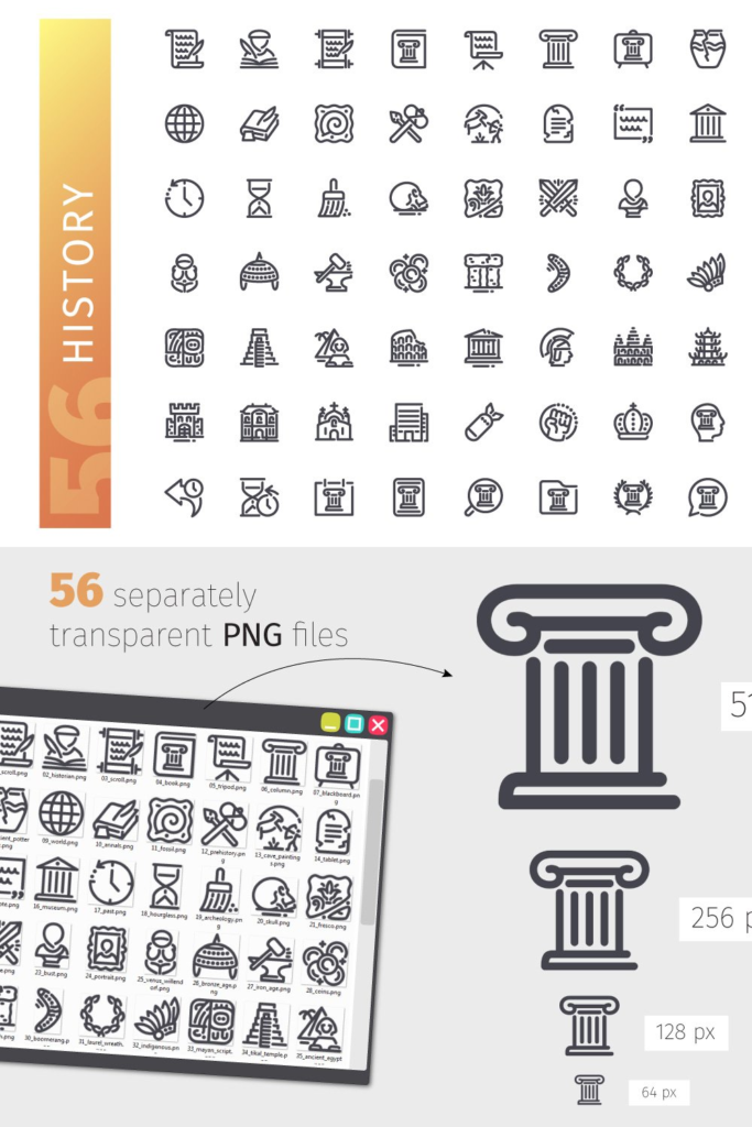 History Line Icons Set – MasterBundles