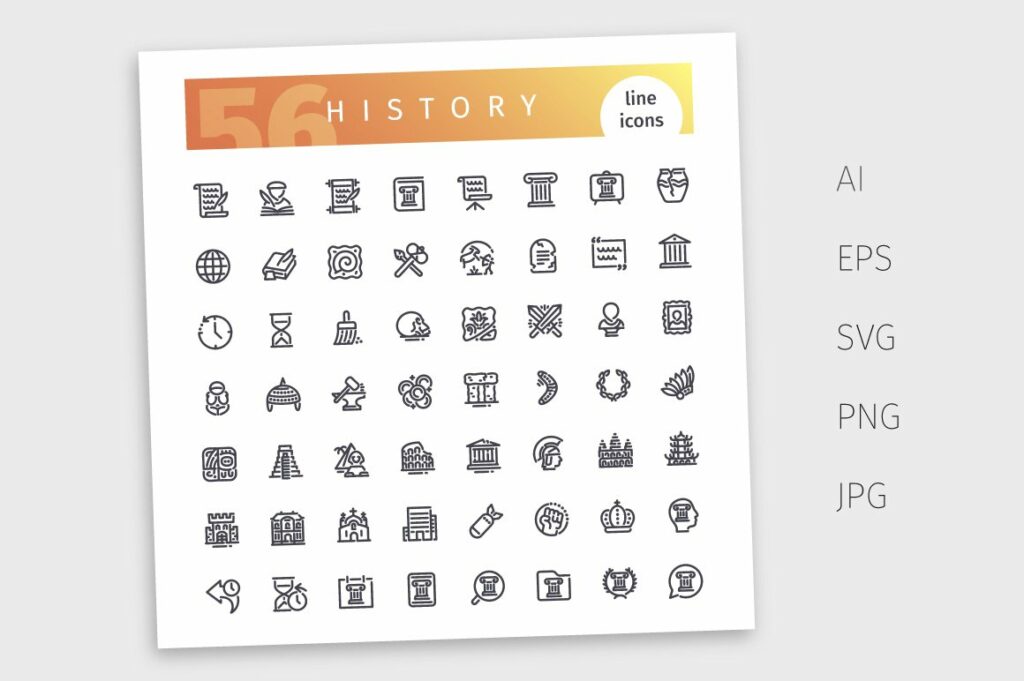 History Line Icons Set – MasterBundles