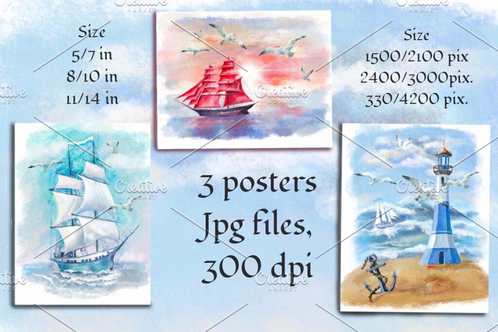 Watercolor Nautical Illustration – MasterBundles