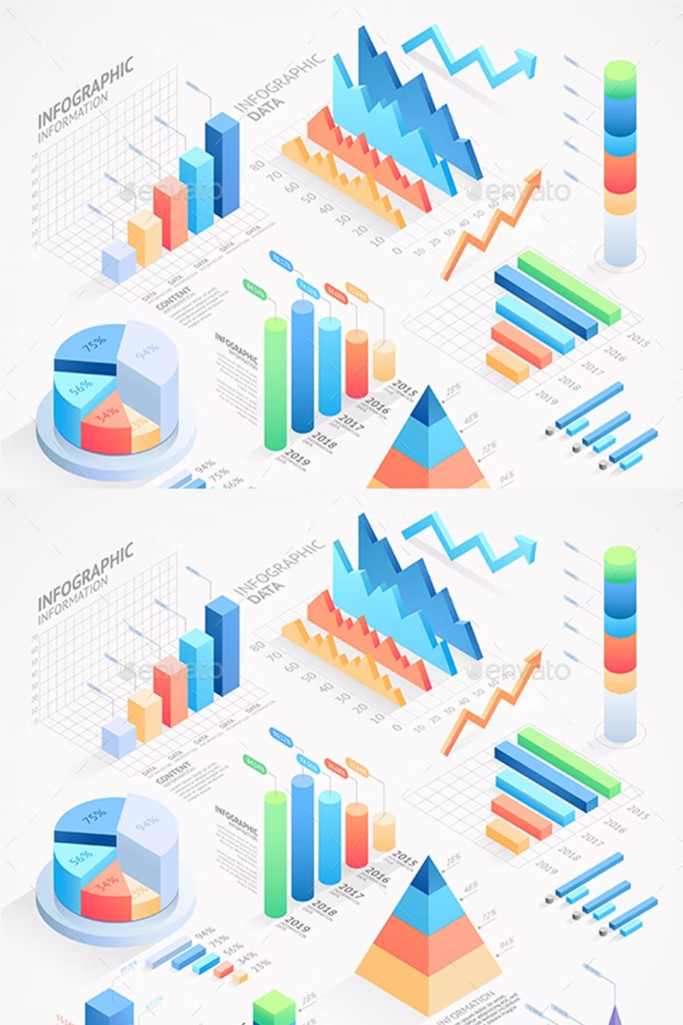 Infographics Isometric Elements – MasterBundles