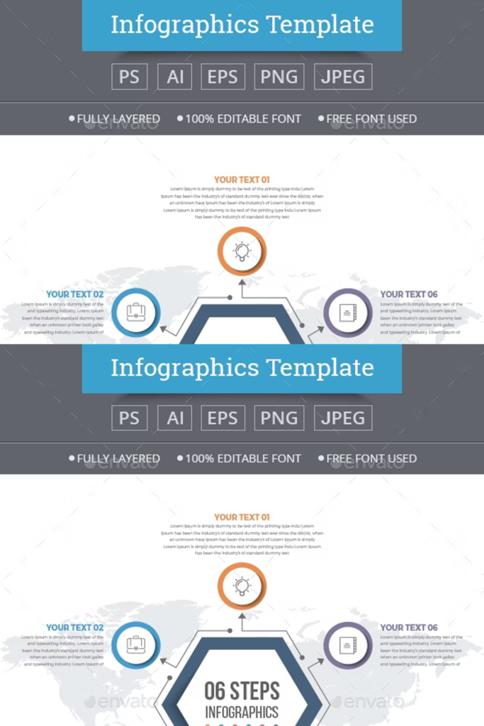 Infographics Template with 6 Steps – MasterBundles