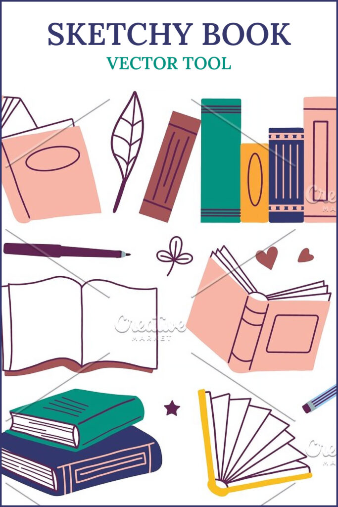 Isolated Doodle Books. Sketchy Book – MasterBundles