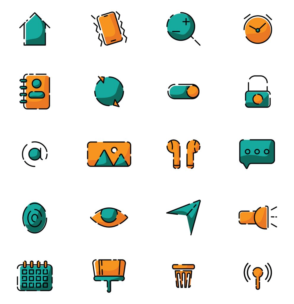 20 Colored Mobile Icons Set – MasterBundles