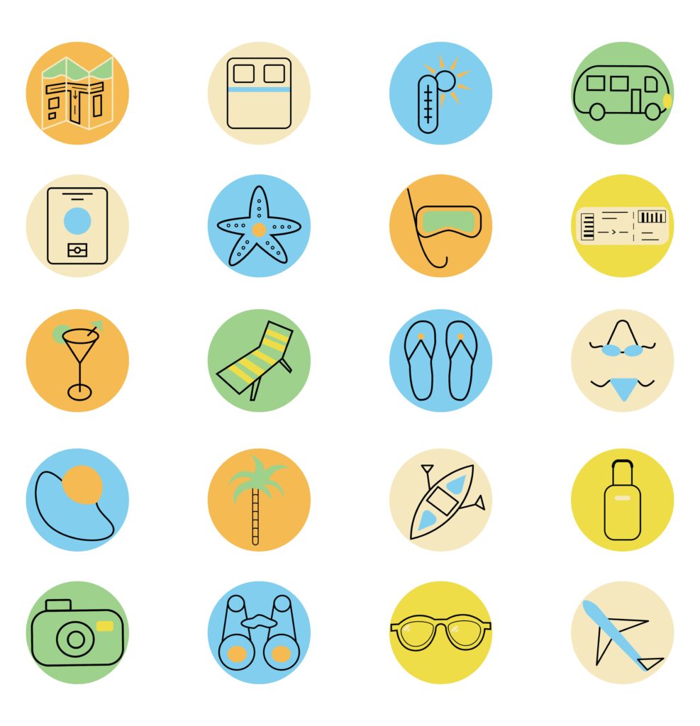 20 Rounded Vacation Icons Set – MasterBundles