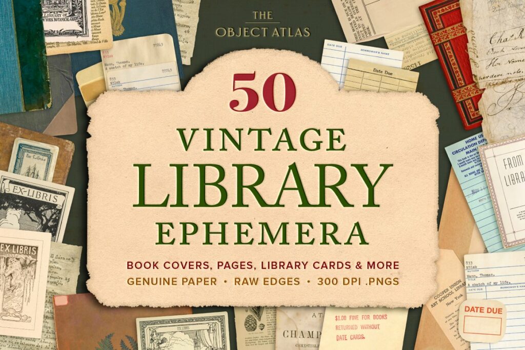 50 Vintage Library Ephemera – MasterBundles