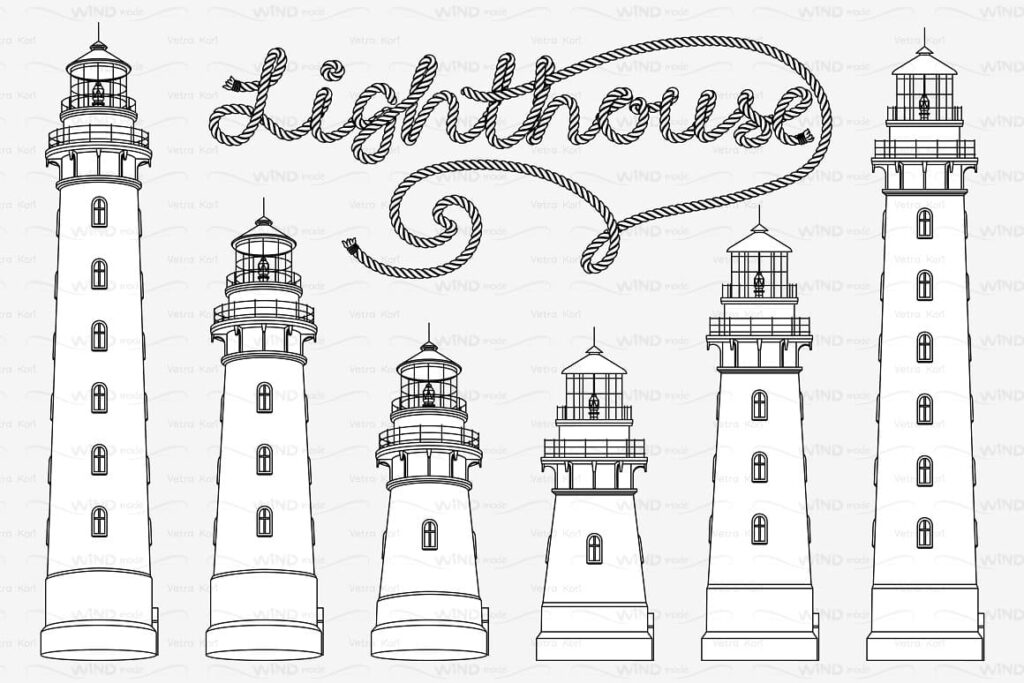Vector Outline Lighthouse – MasterBundles