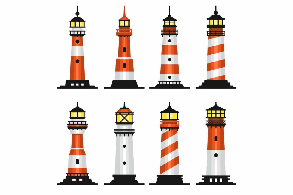 Lighthouse Set Flat Style – MasterBundles