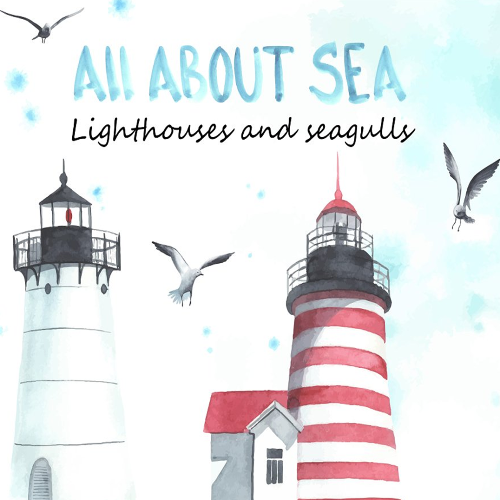 Lighthouses And Seagulls. Watercolor – MasterBundles