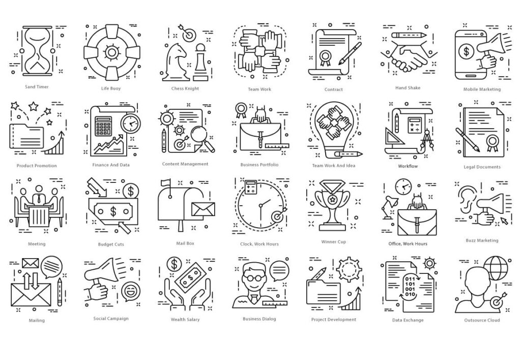 615 Flat Line Icons – MasterBundles