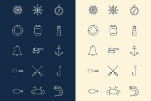 15 Ship & Sea Line Icons + Patterns – MasterBundles