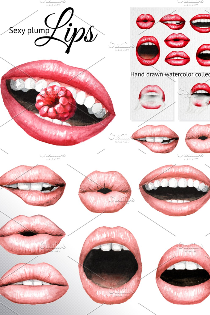 Lips. Watercolor Collection – MasterBundles