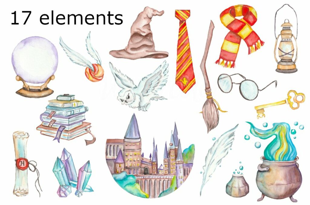 Magic School Watercolor Clipart – MasterBundles