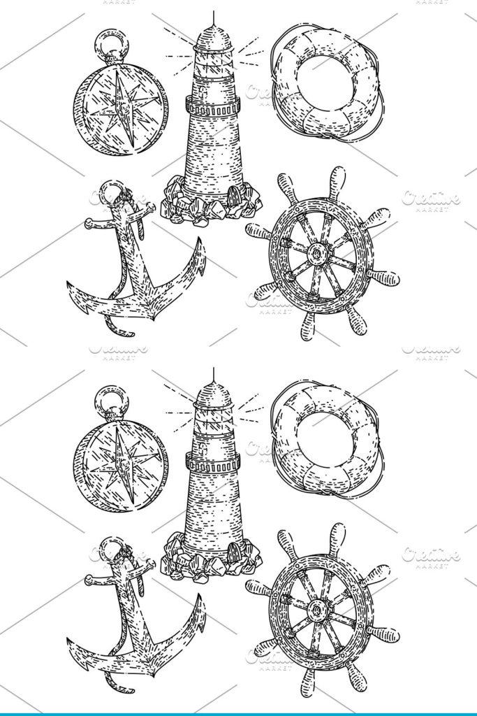 Marine Sea Ocean Set Sketch Hand – MasterBundles
