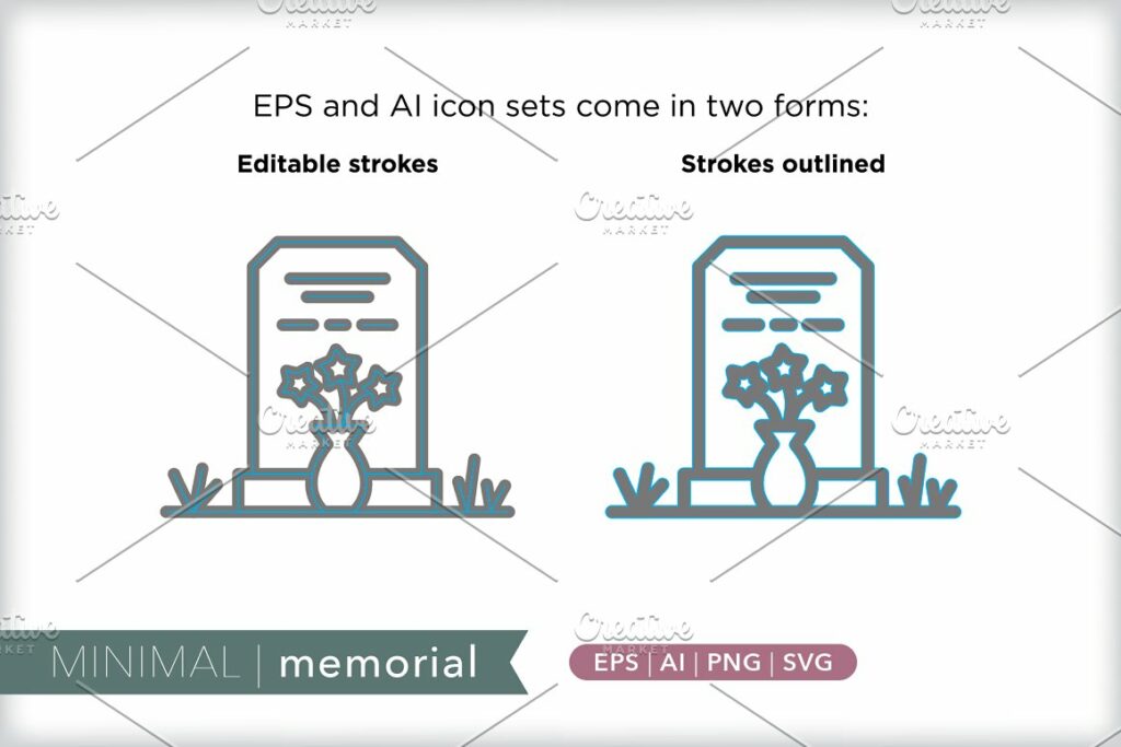 Minimal Memorial Icons – MasterBundles