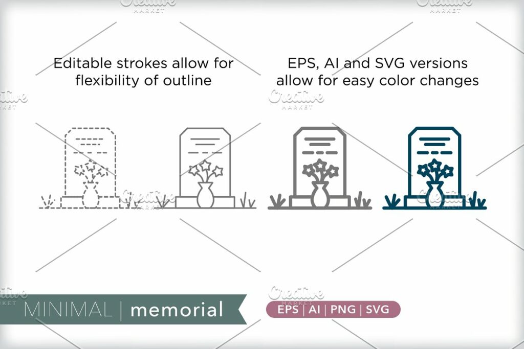 Minimal Memorial Icons – MasterBundles