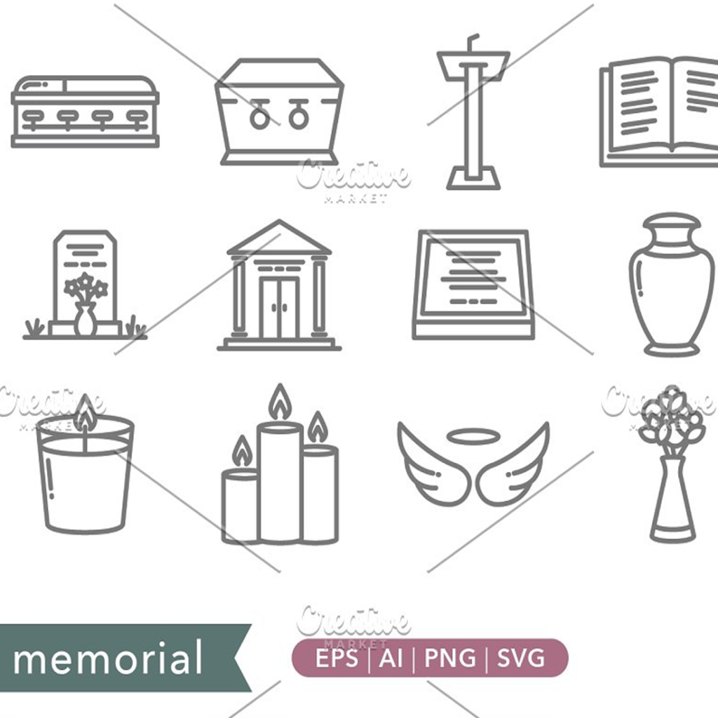 Minimal Memorial Icons – MasterBundles