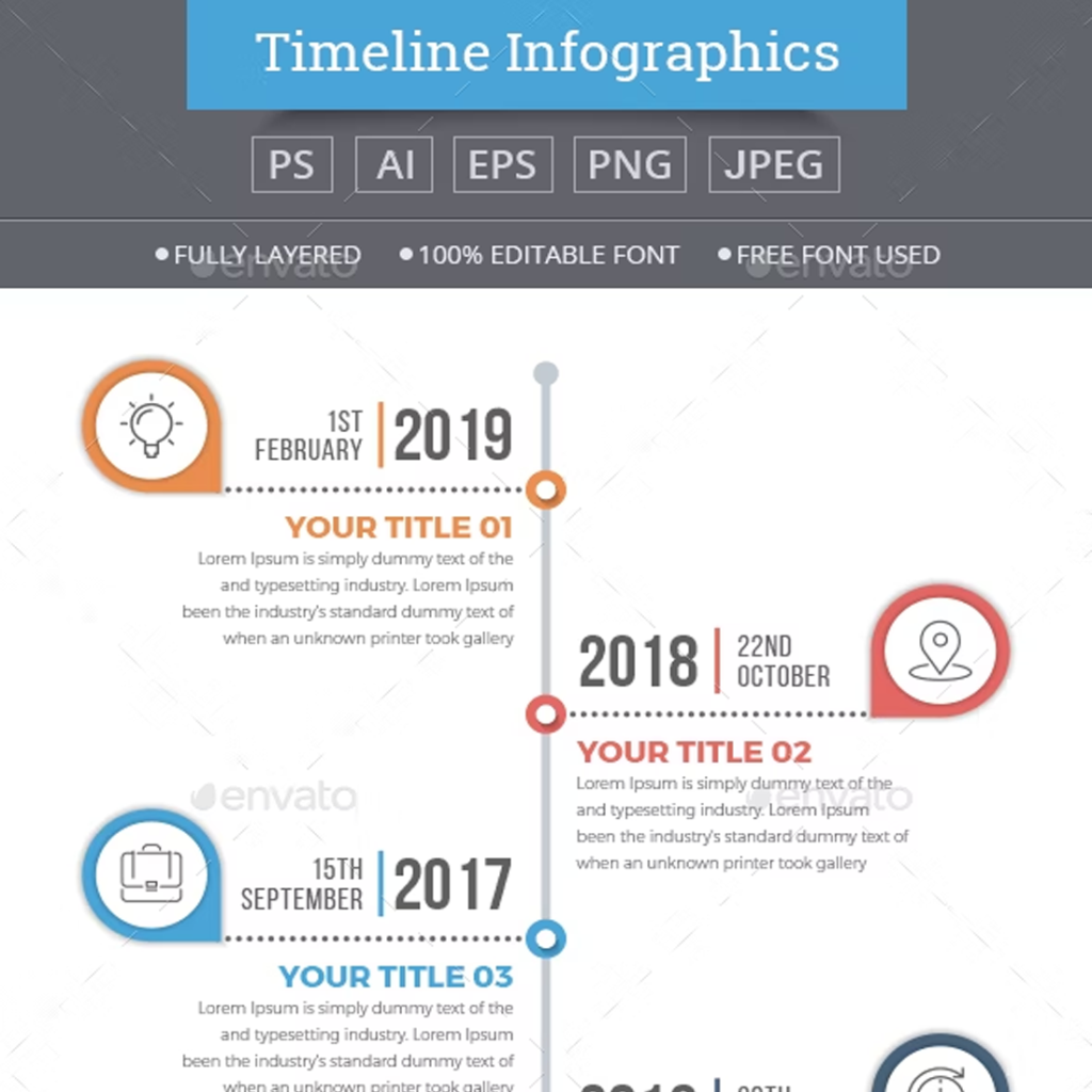 Modern Timeline Infographics – MasterBundles