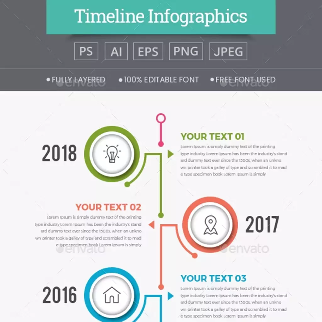 Modern Timeline Infographics – MasterBundles