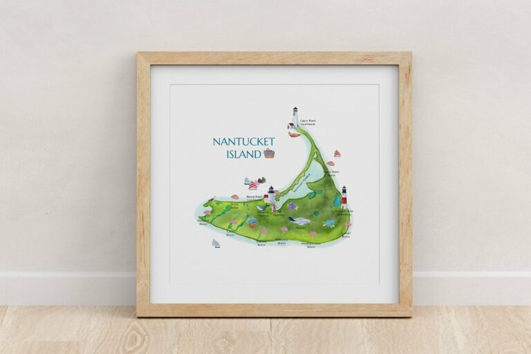 Nantucket Island Watercolor Map – MasterBundles