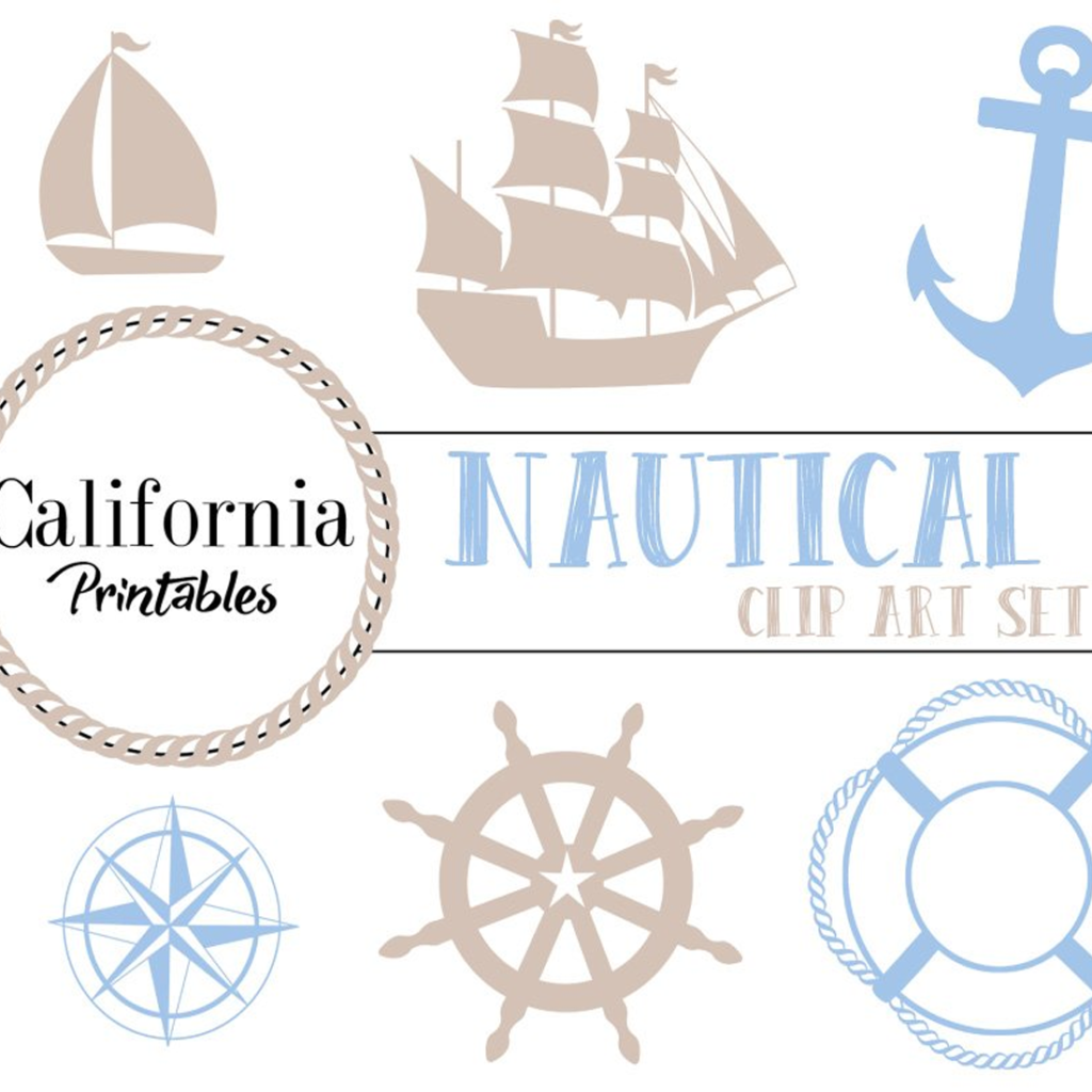 Nautical Clip Art Set - Beige / Blue – MasterBundles