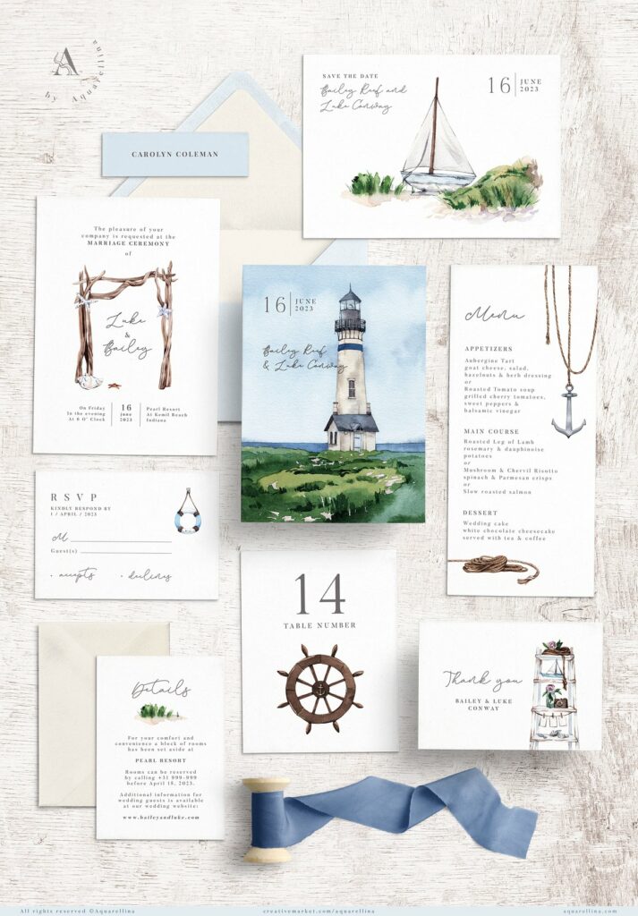 Nautical Wedding Invitations Bundle – MasterBundles