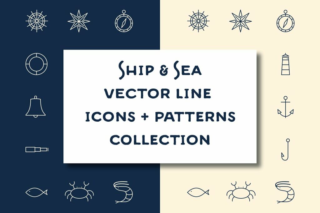15 Ship & Sea Line Icons + Patterns – MasterBundles