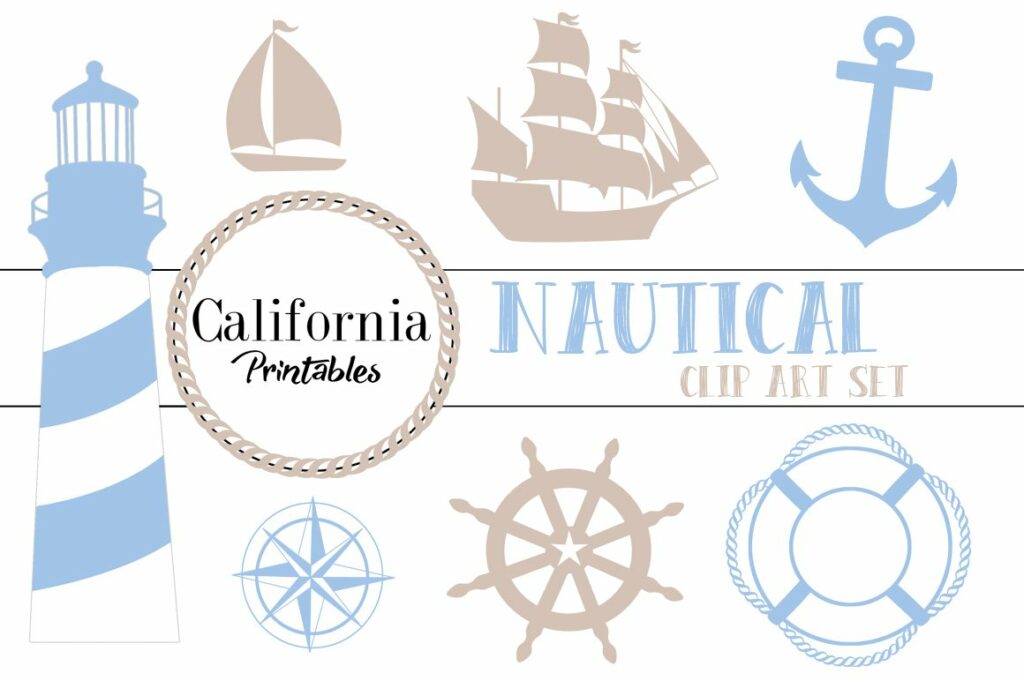 Nautical Clip Art Set - Beige / Blue – MasterBundles