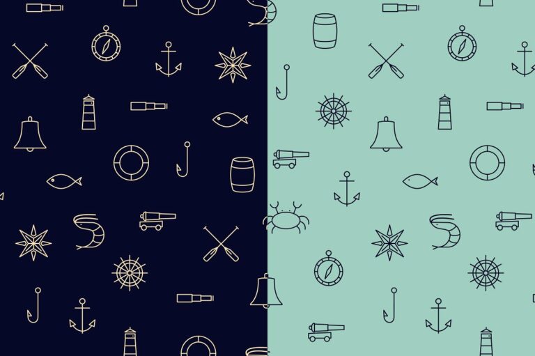 15 Ship & Sea Line Icons + Patterns – MasterBundles
