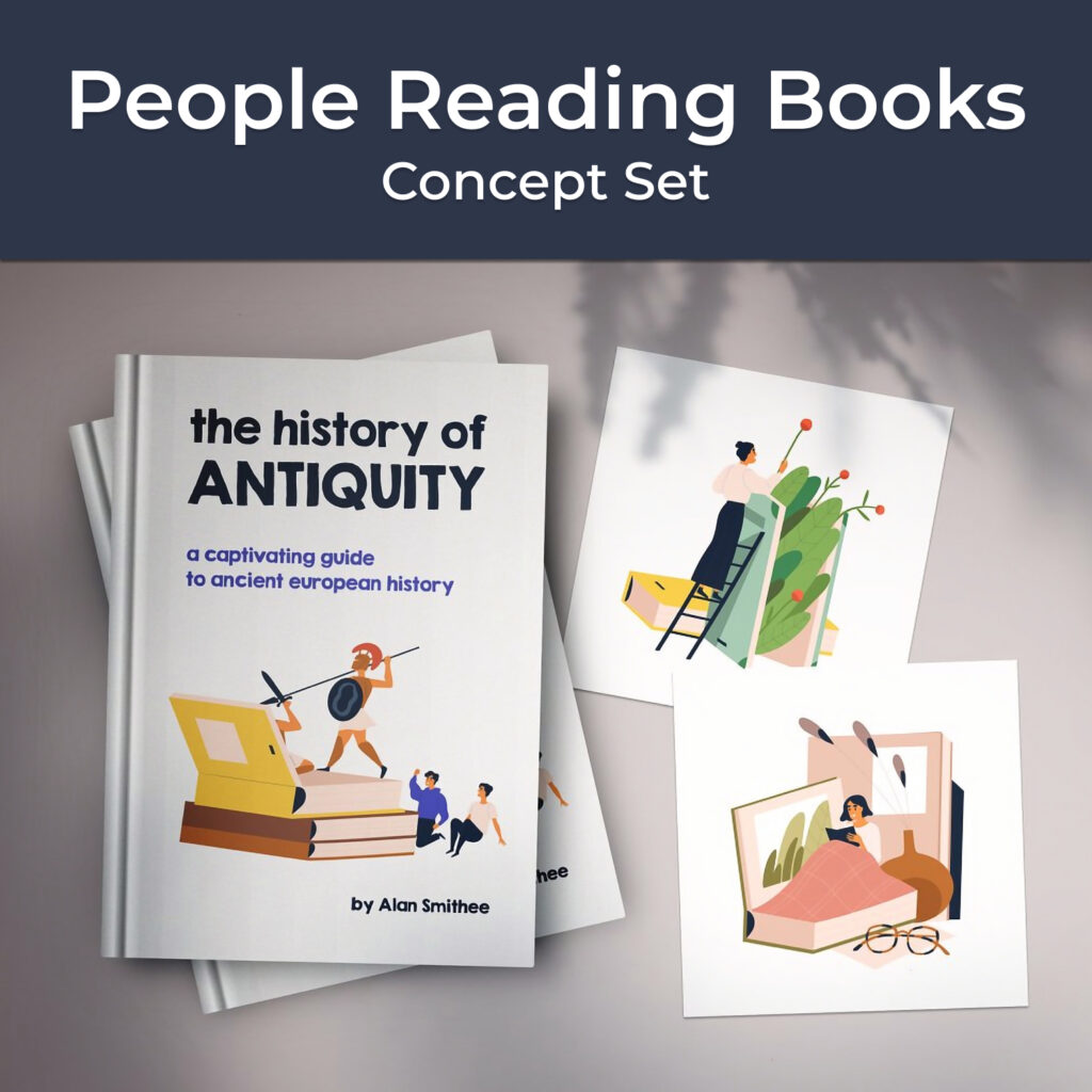People Reading Books Concept Set – MasterBundles