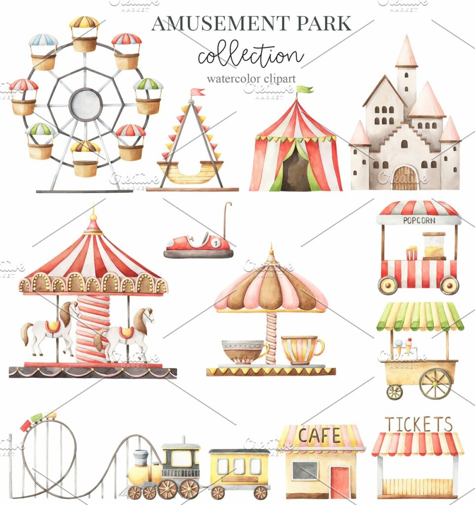 Amusement Park - Watercolor Set – MasterBundles