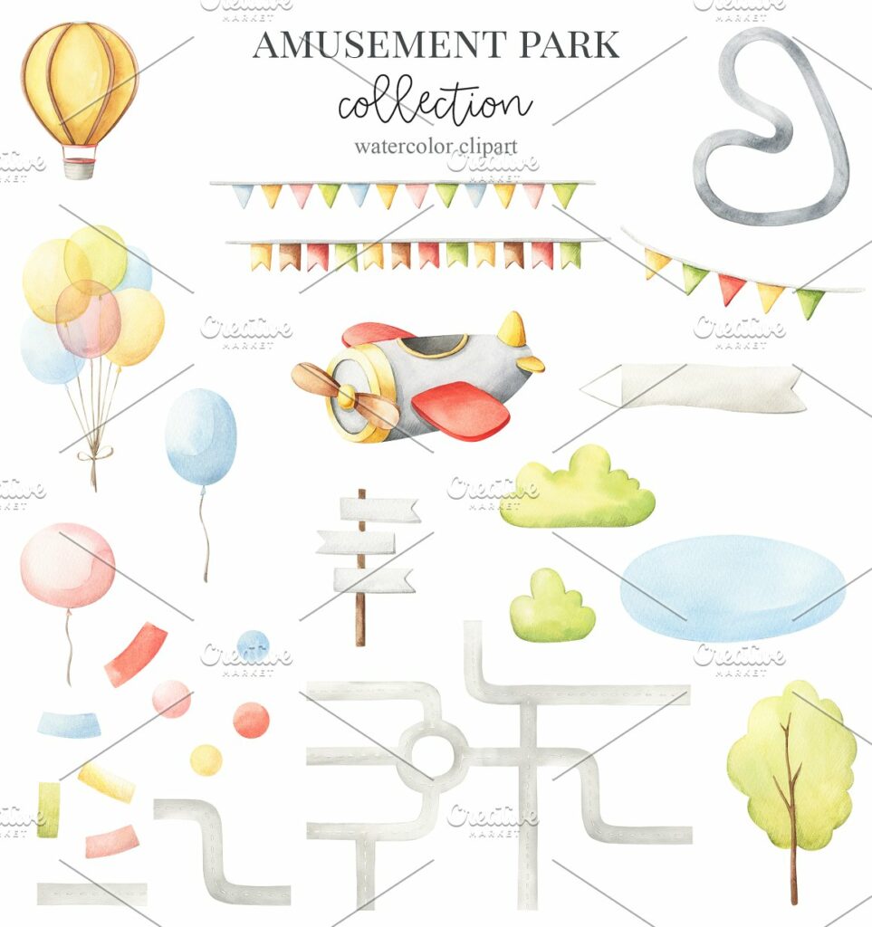 Amusement Park - Watercolor Set – MasterBundles