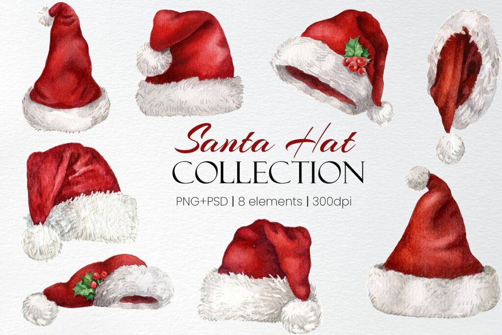 Watercolor Santa Clause Hat Clipart – MasterBundles