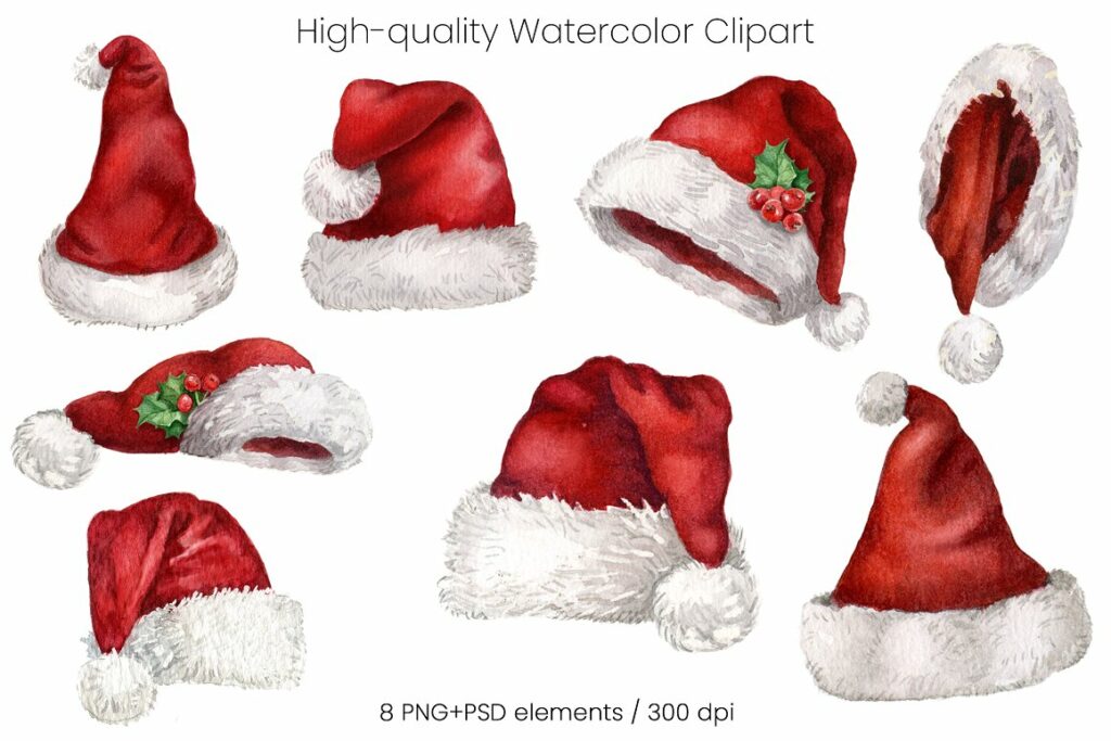 Watercolor Santa Clause Hat Clipart – MasterBundles