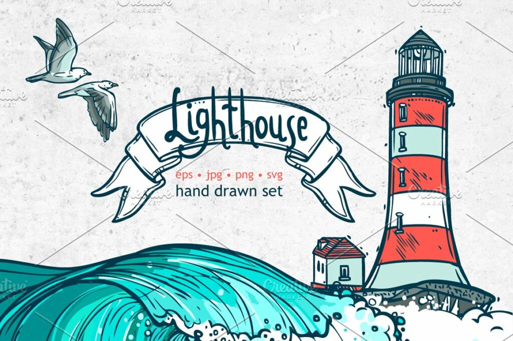 Hand Drawn Lighthouse Set – MasterBundles