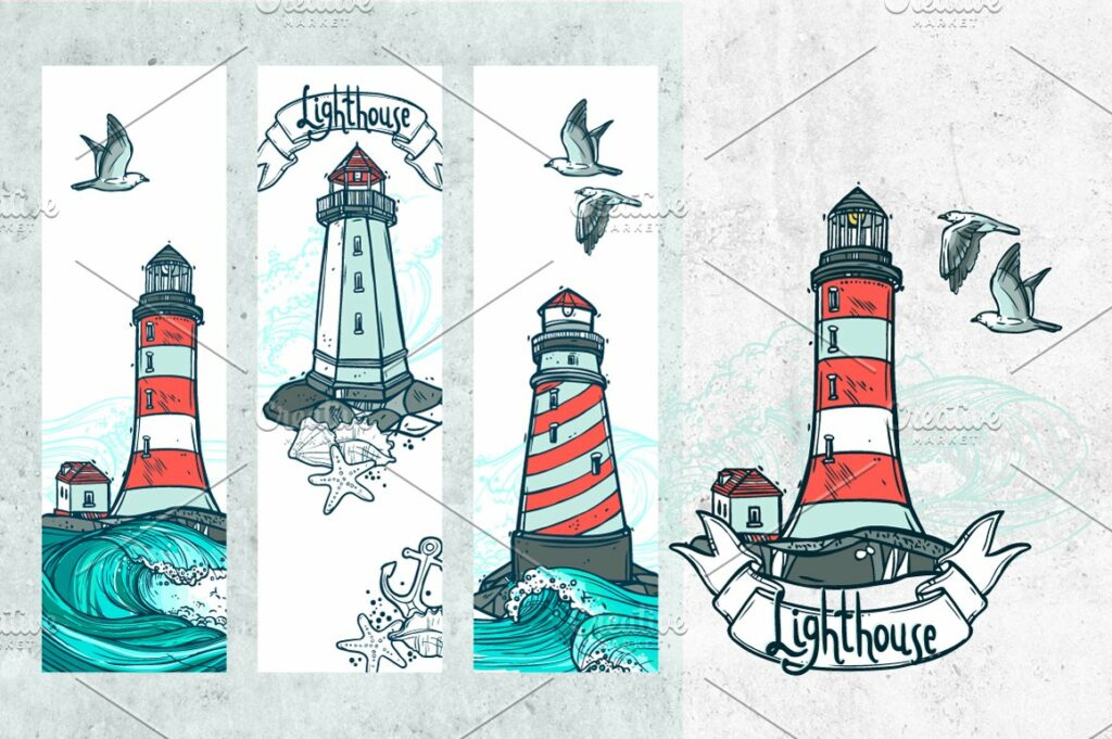 Hand Drawn Lighthouse Set – MasterBundles