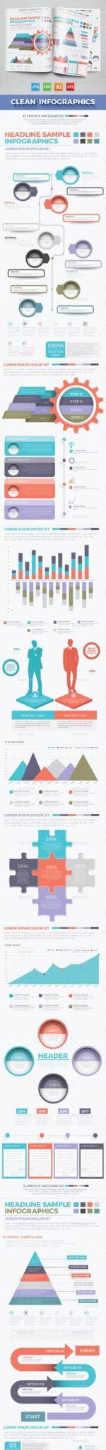 Clean Infographics – MasterBundles